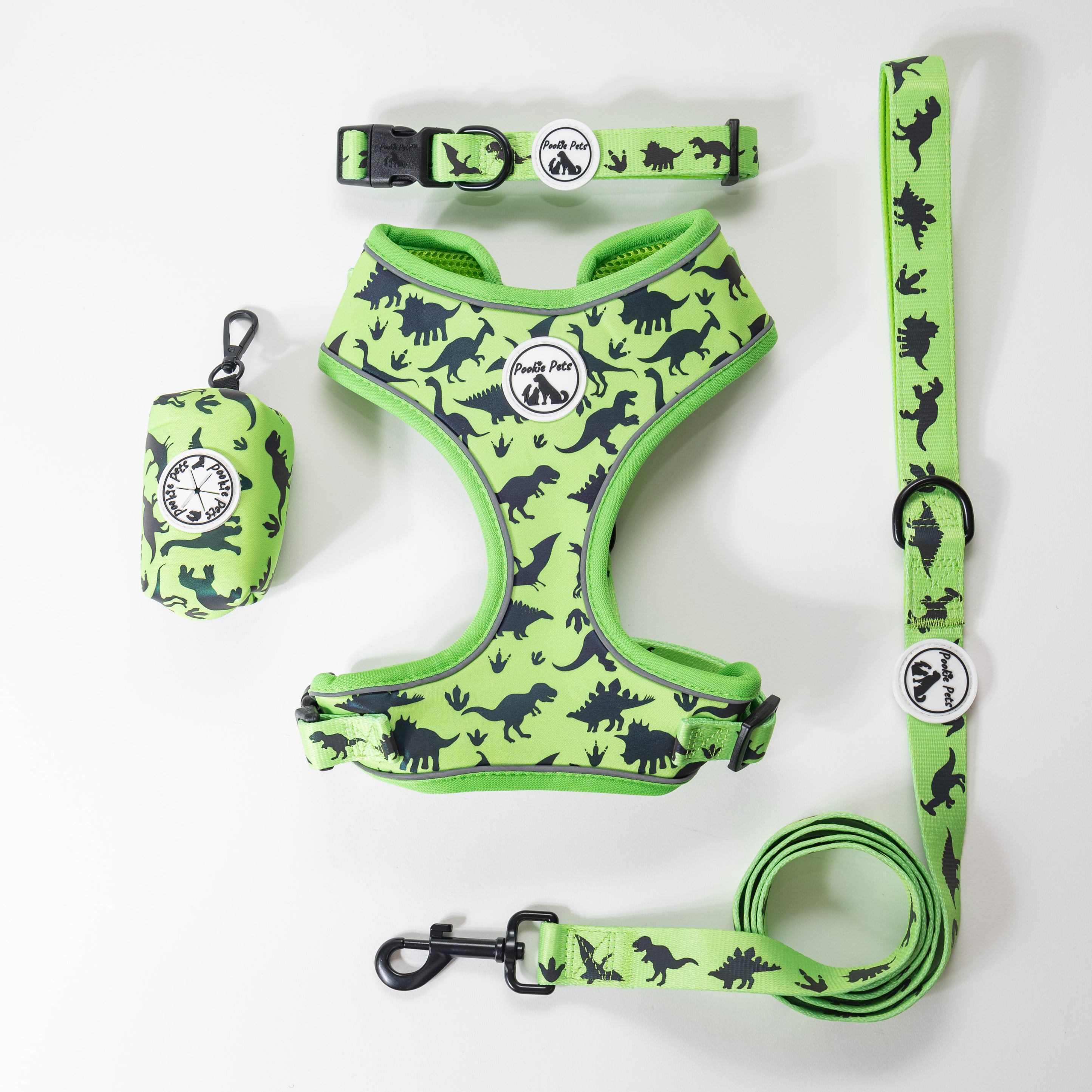 Reflective Adjustable Comfort Harness with Dinosaurs | Pookie Pets